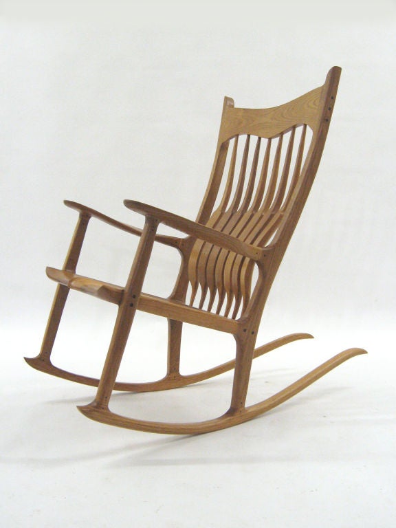 Sam Maloof Style Rocking Chair in White Oak For Sale at 1stDibs