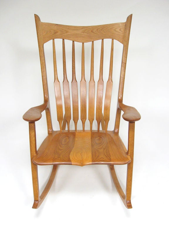 Sam Maloof Style Rocking Chair in White Oak For Sale at 1stDibs