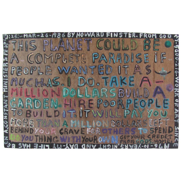 The Reverend Howard Finster (1916-2001) | Wood Plaque, 1986 at 1stDibs