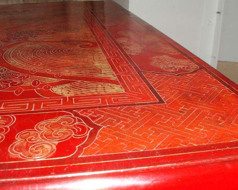 Beautiful Red Lacquer Chinoiserie Coffee Table at 1stDibs