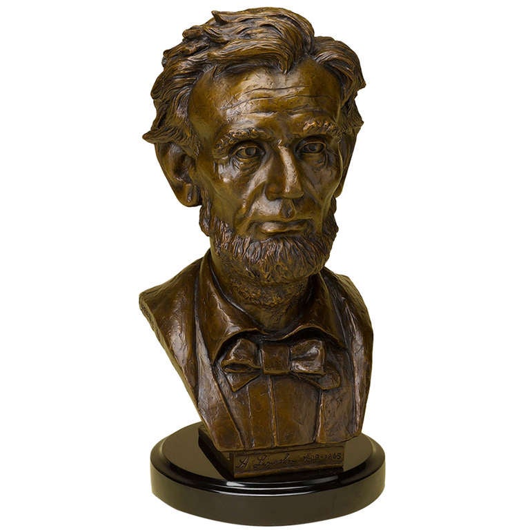 Abraham Lincoln Solid Bronze Bust on Marble Base at 1stDibs