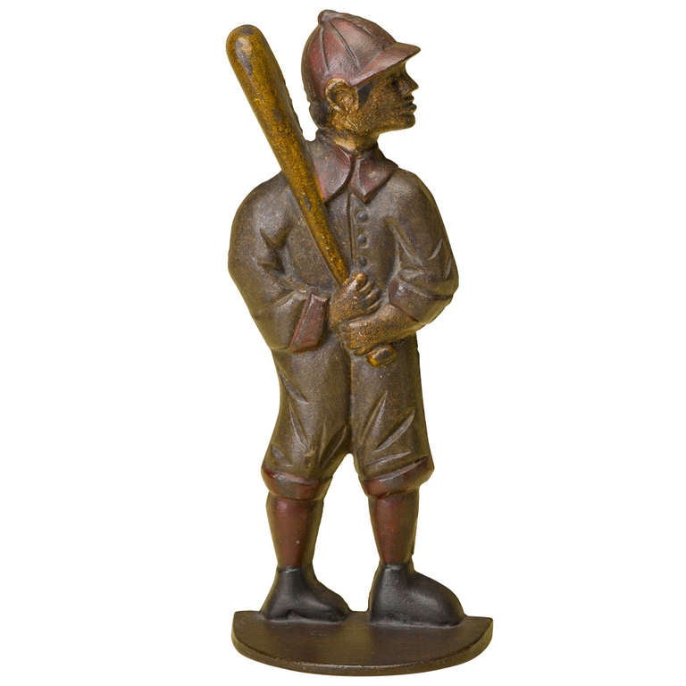 Baseball Player Doorstop with Original Paint at 1stDibs