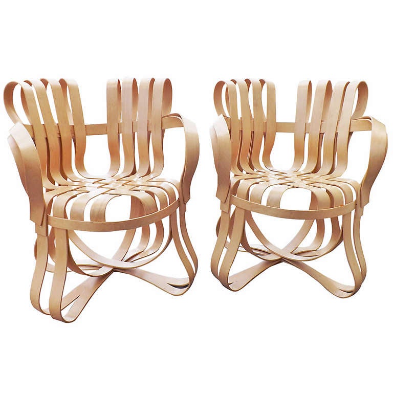 Pair of Gehry Cross Check Arm Chairs For Sale at 1stDibs