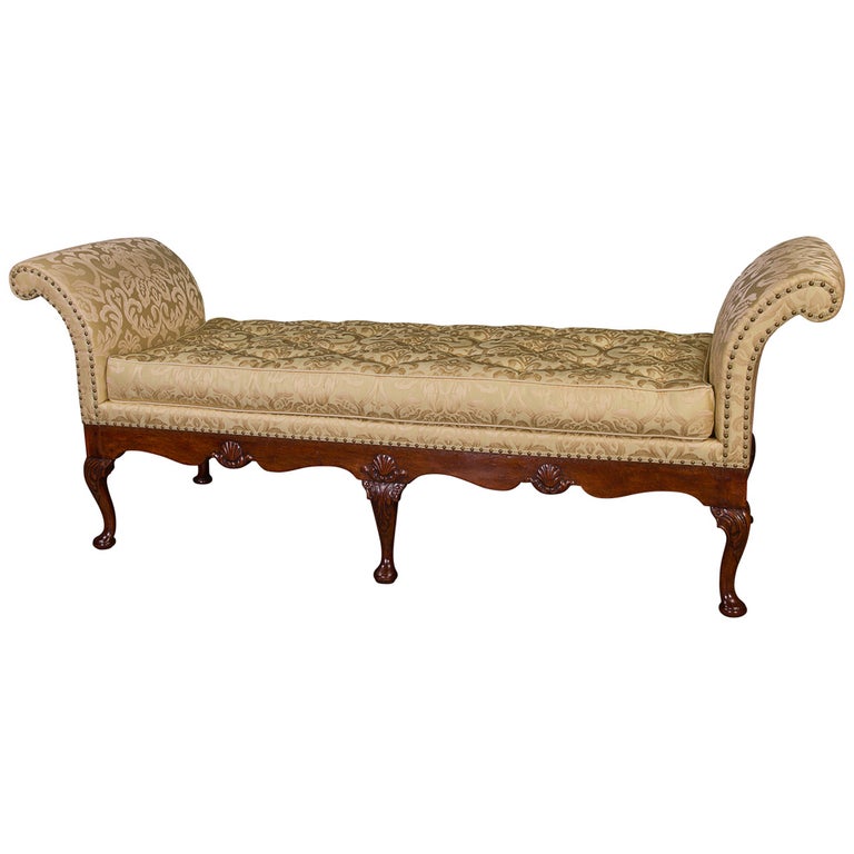 Rare George II Walnut and Shell Carved Daybed For Sale at 1stDibs