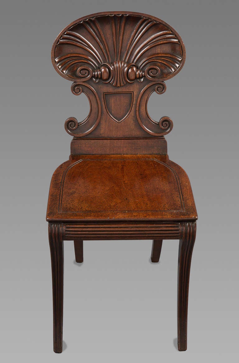 Fine Pair of Gillows Shell Back Hall Chairs by Anderton at 1stDibs