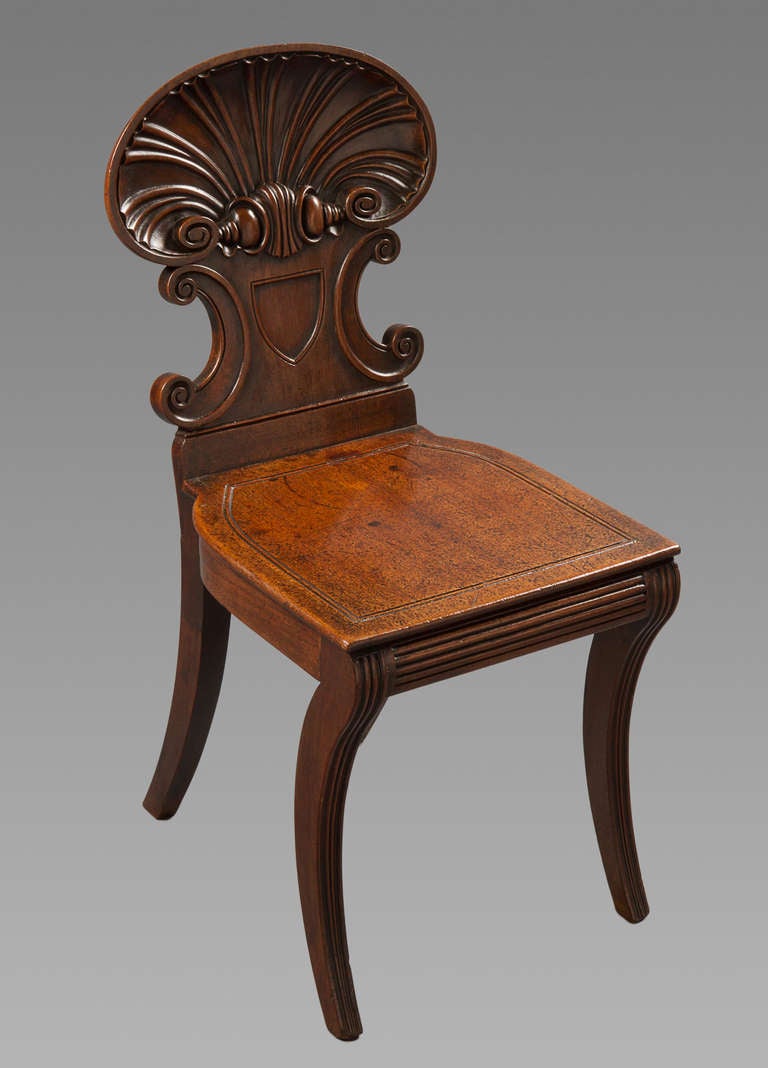 Fine Pair of Gillows Shell Back Hall Chairs by Anderton at 1stDibs