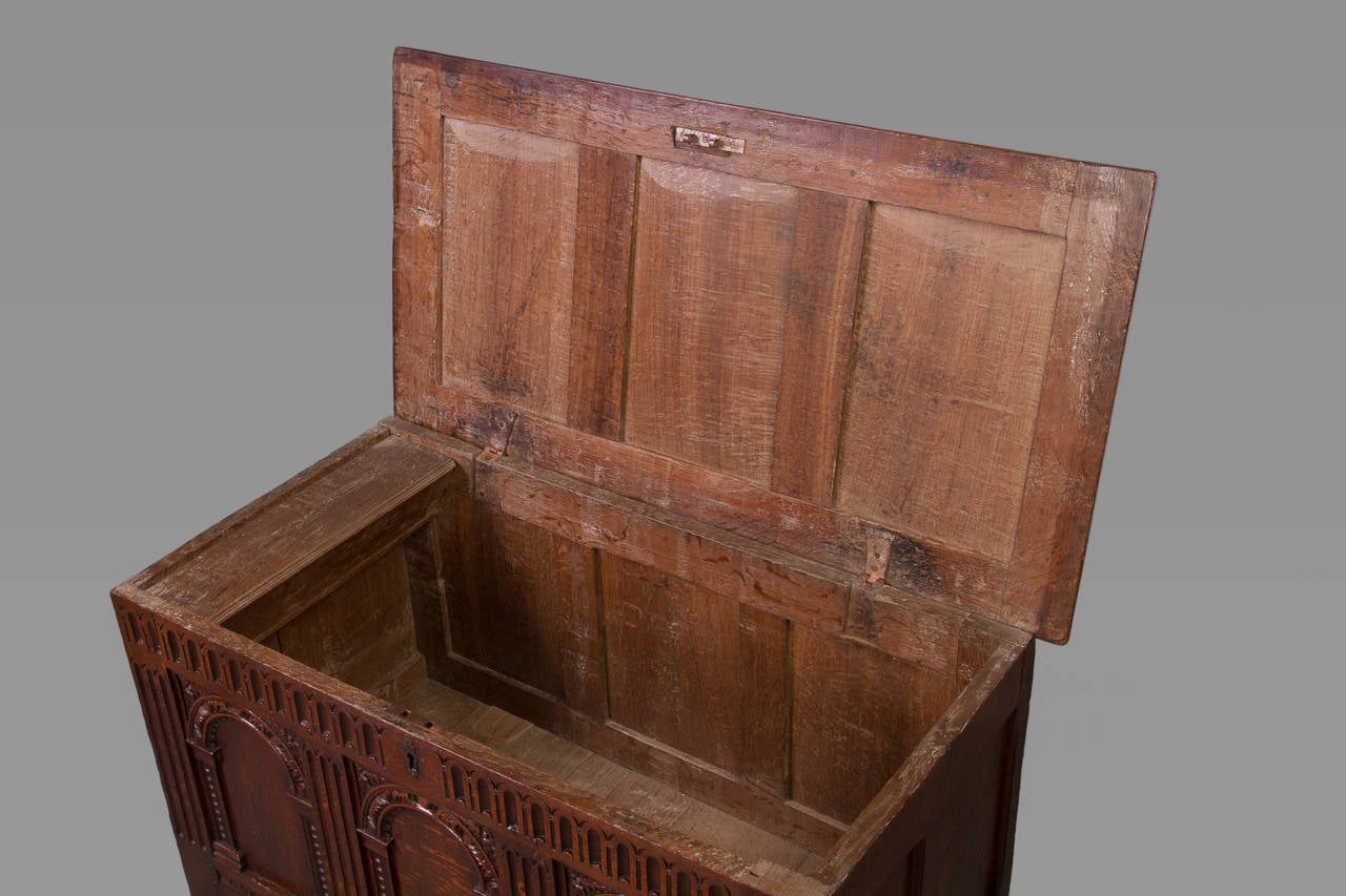 Elizabeth I Carved Oak Coffer For Sale at 1stDibs