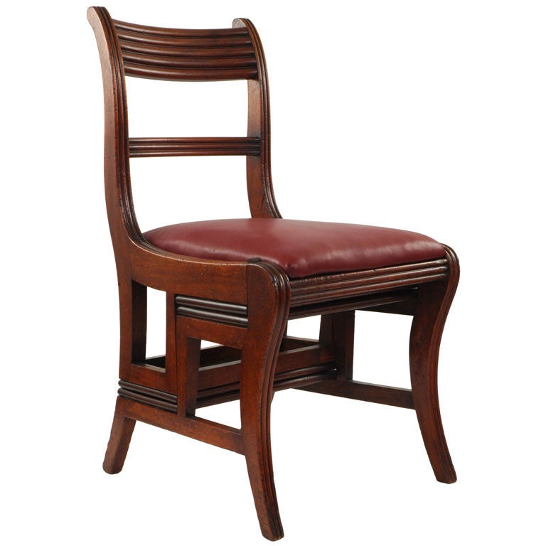 Regency Walnut Metamorphic Library Side Chair For Sale at 1stDibs