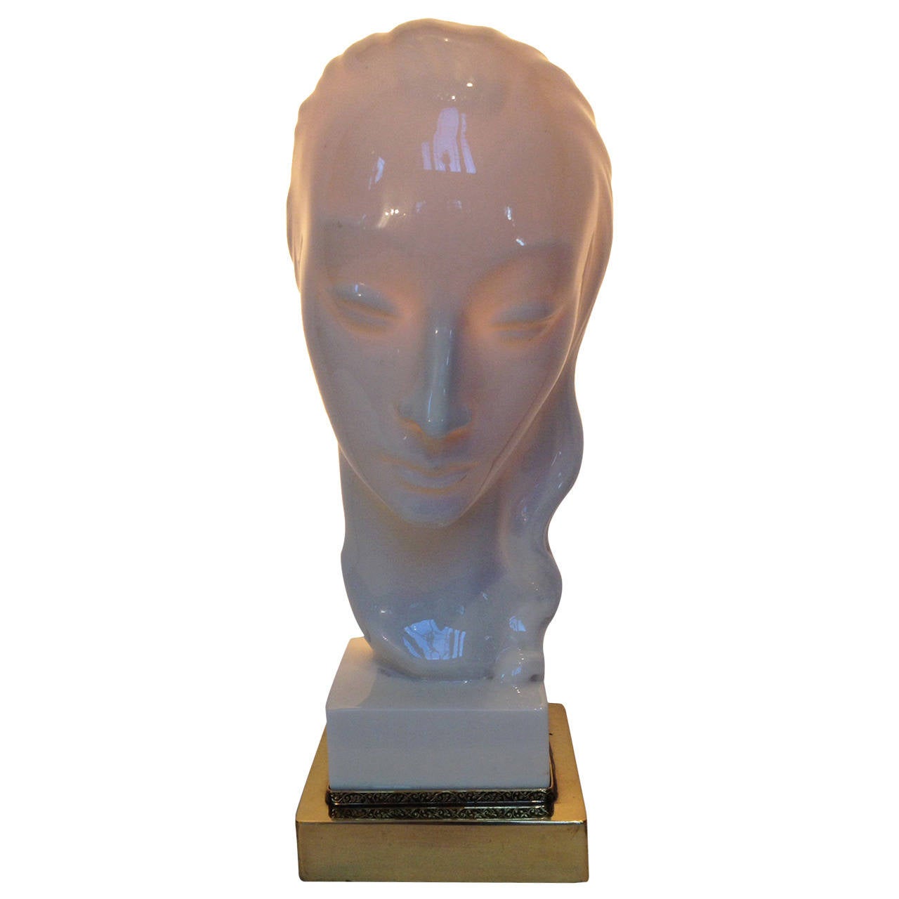 Art Deco Porcelain Lighted Face Lamp at 1stDibs