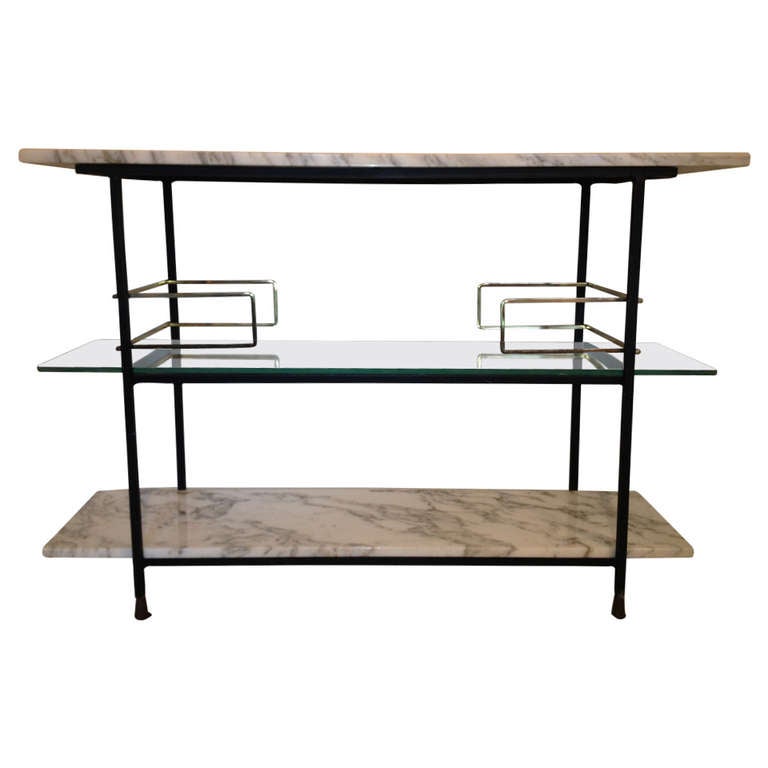 Salterini Marble Iron Brass And Glass Tiered Console/bar at 1stDibs ...