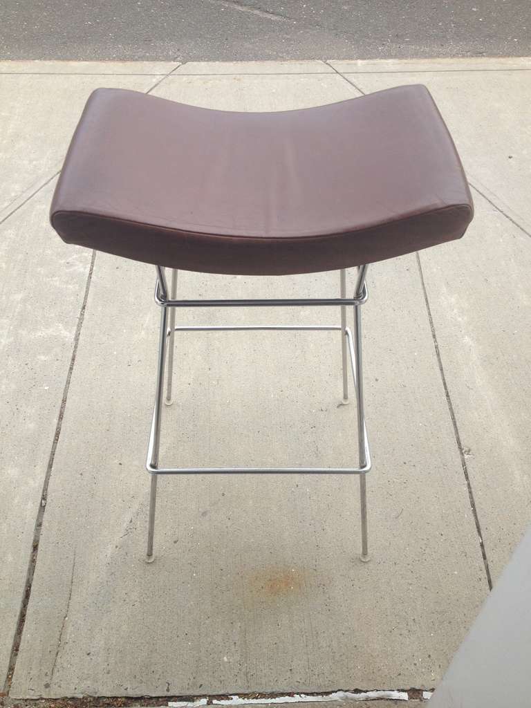 Set of Four Fernando Jaeger Leather Bar Stools at 1stDibs