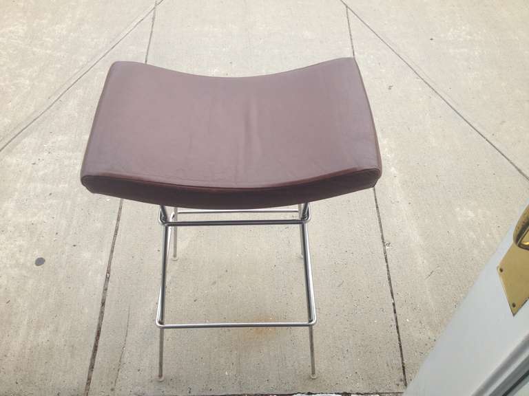Set of Four Fernando Jaeger Leather Bar Stools at 1stDibs