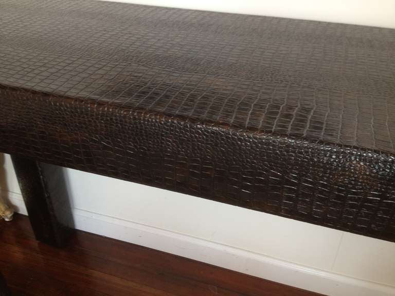 Faux Alligator Console Table 1970's at 1stDibs