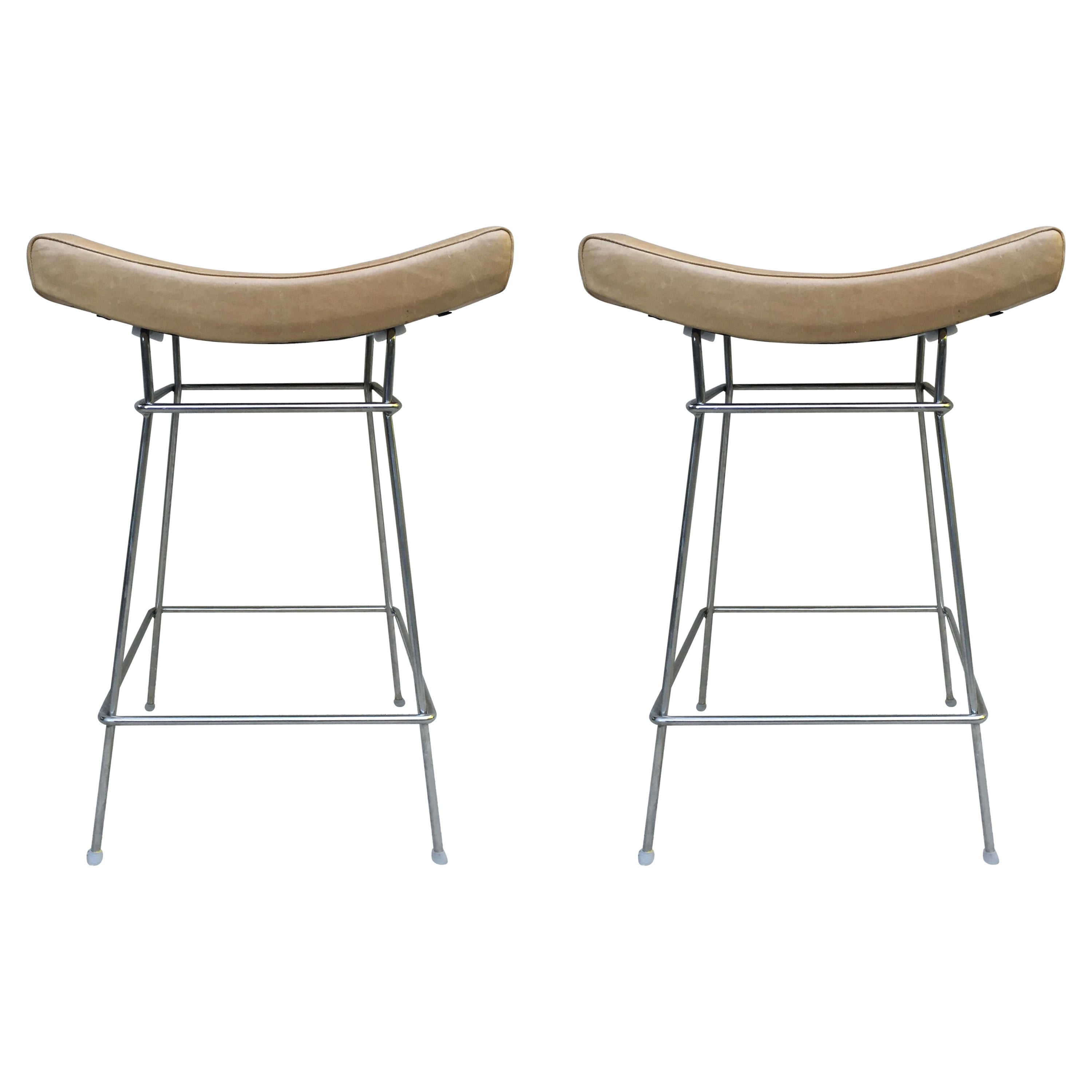 Pair of Fernando Jaeger Leather Stools at 1stDibs