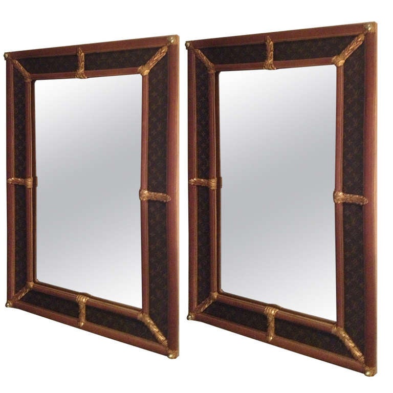 Pair Handmade Custom Louis Vuitton Monogram Mirrors at 1stDibs