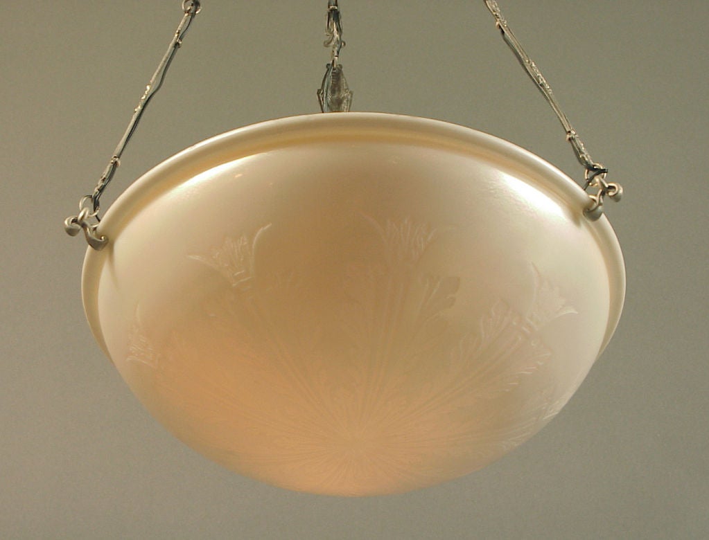 Steuben Calcite Lighting Bowl/Pendant with French Nickel Plated ...