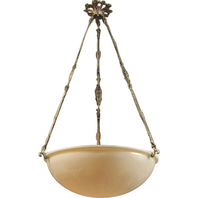 Steuben Calcite Lighting Bowl/Pendant with French Nickel Plated ...