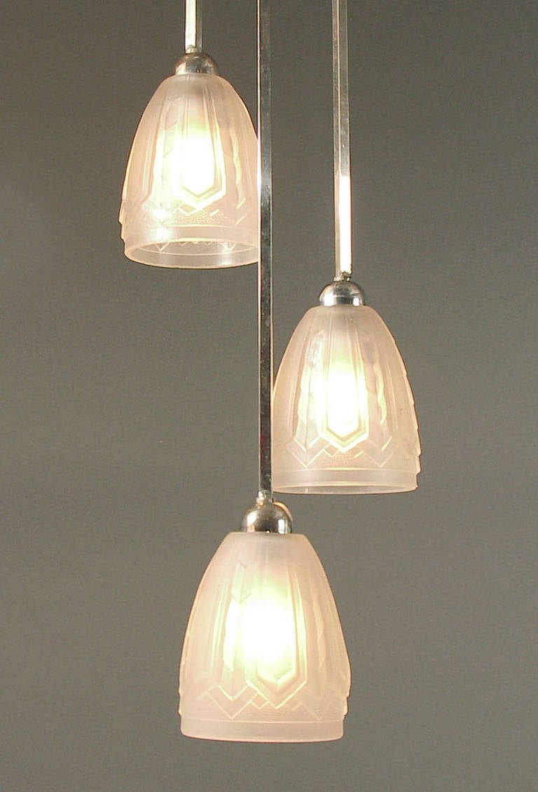 An Asymmetical French Art Deco/Modernist Three-light Ceiling Fixture ...