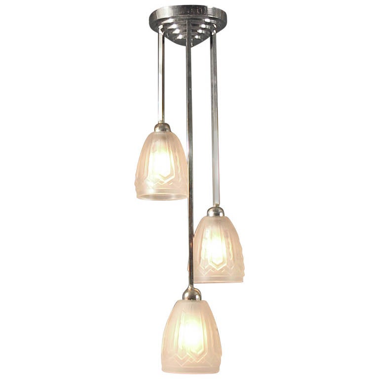 An Asymmetical French Art Deco/Modernist Three-light Ceiling Fixture ...