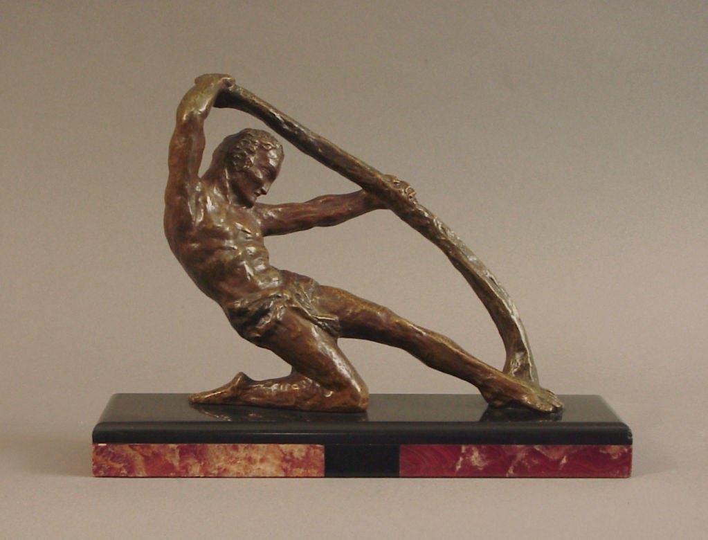 Bronze "Manly Man" French Art Deco Sculpture by Decoux For Sale at 1stDibs