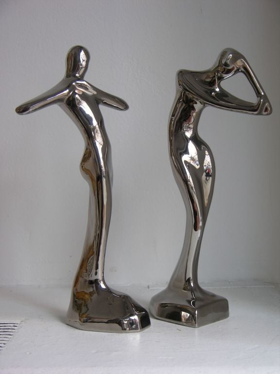 Contemporary Italian Stylized Ceramic Women Sculptures Covered in ...