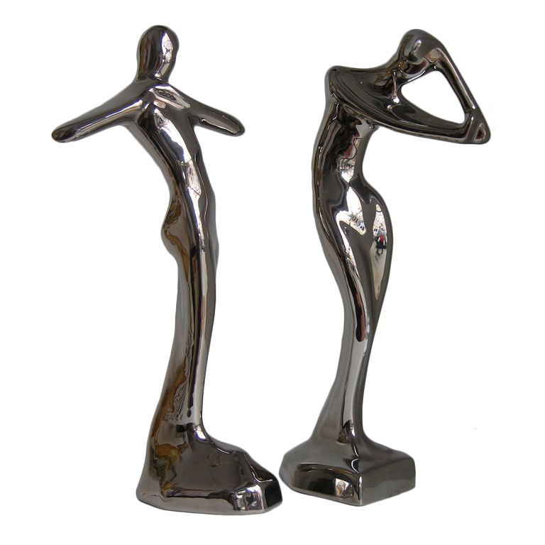 Contemporary Italian Stylized Ceramic Women Sculptures Covered in ...