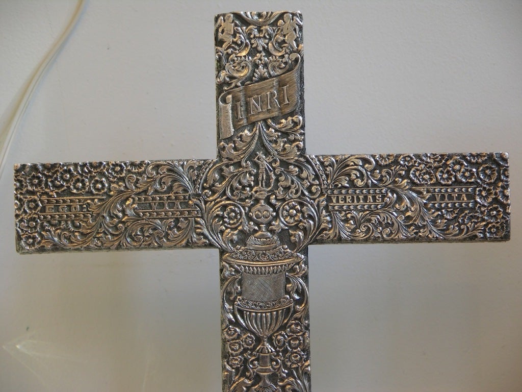 Antique Italian Cross in Solid Silver With Spectacular Hand Chasing at ...