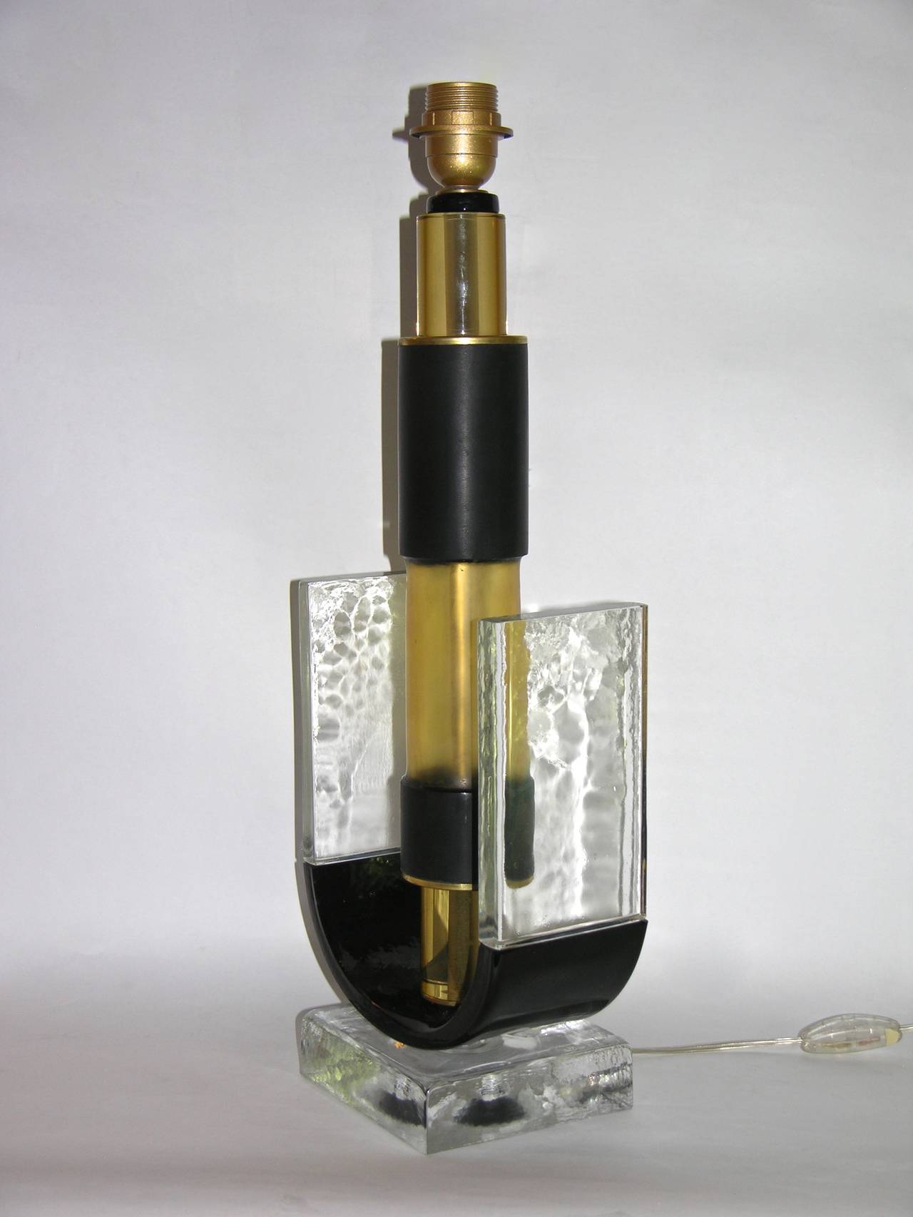 Vivarini 1970s Italian Pair of U-Shaped Murano Glass Lamps at 1stDibs