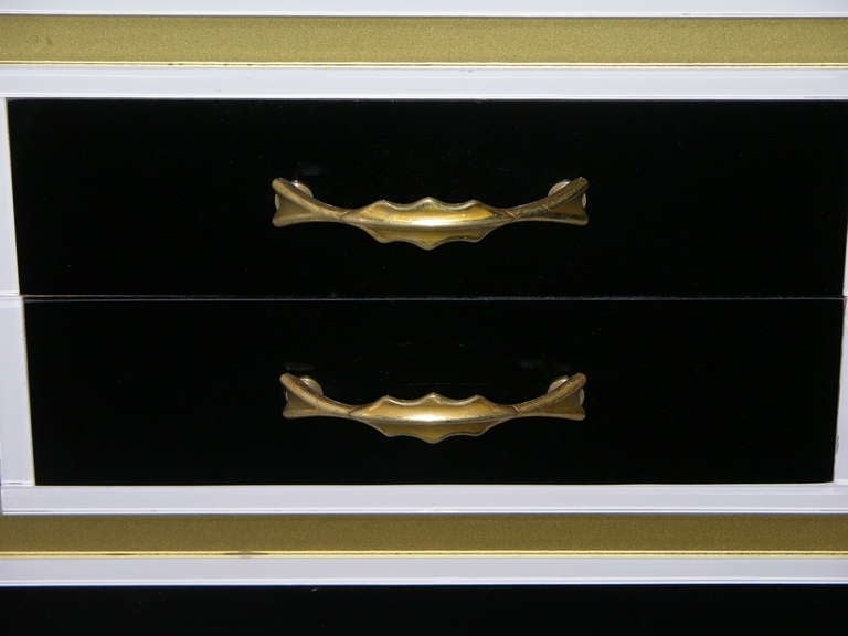 Early 1950s Art Deco Style Italian Black Glass Sideboard With Bronze ...