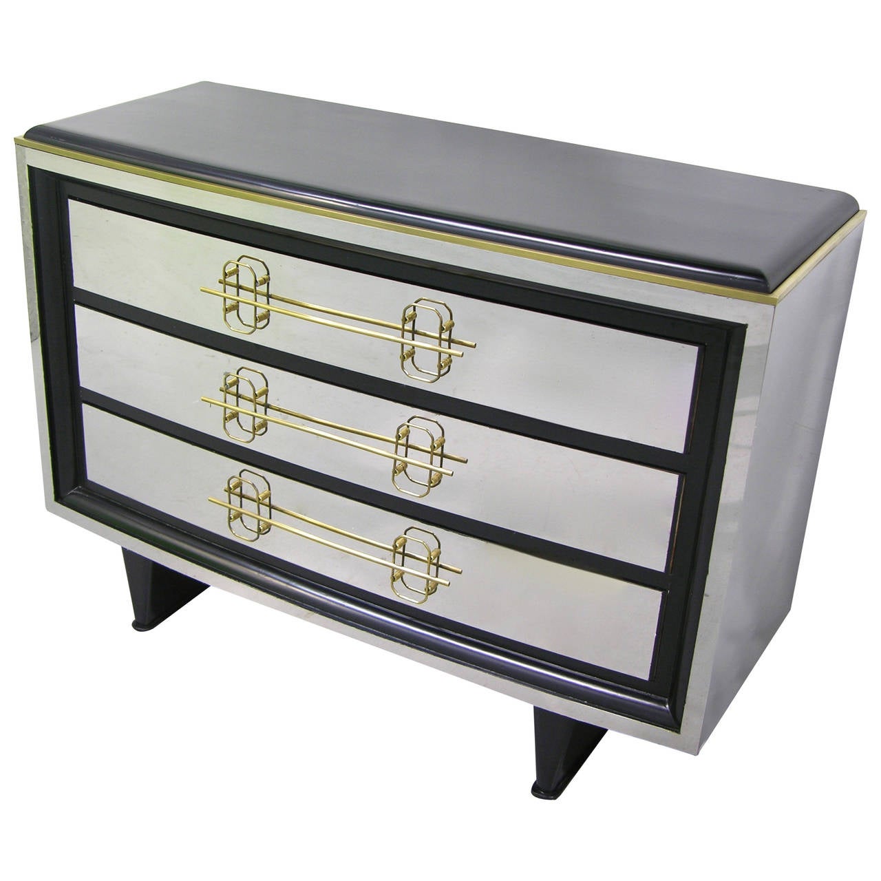 Italian Design Chrome and Bronze Chest at 1stDibs
