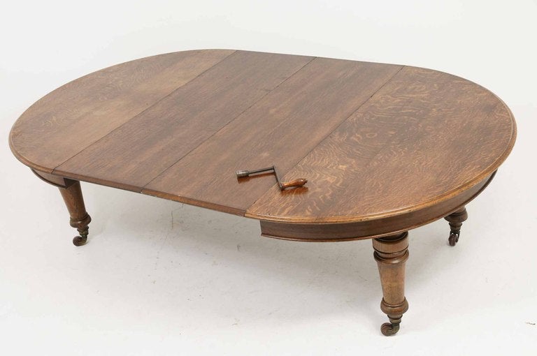 Large Round Oak Victorian Dining, Conference Table at 1stDibs