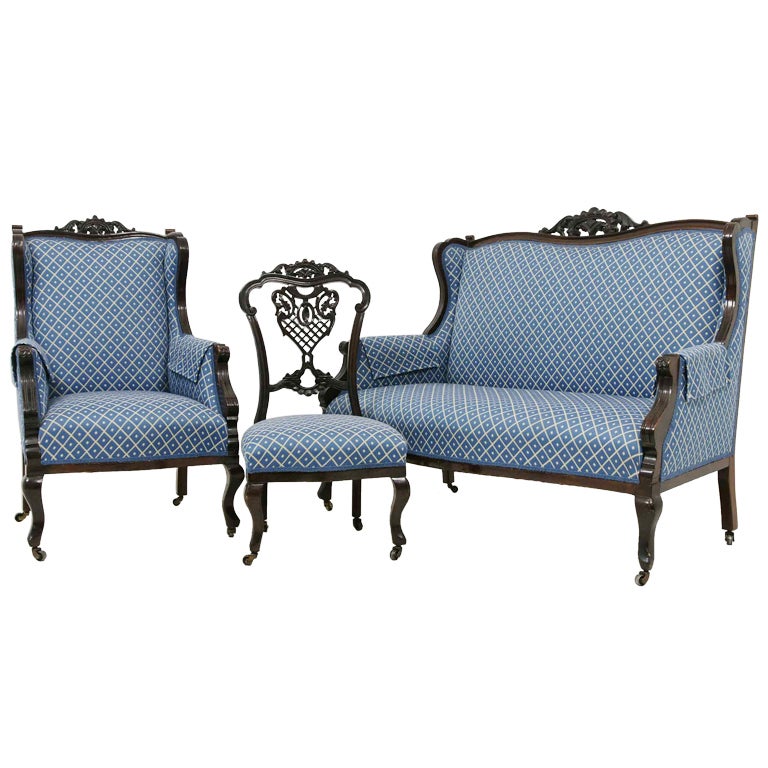 3-Piece Victorian Mahogany Parlor Suite at 1stDibs