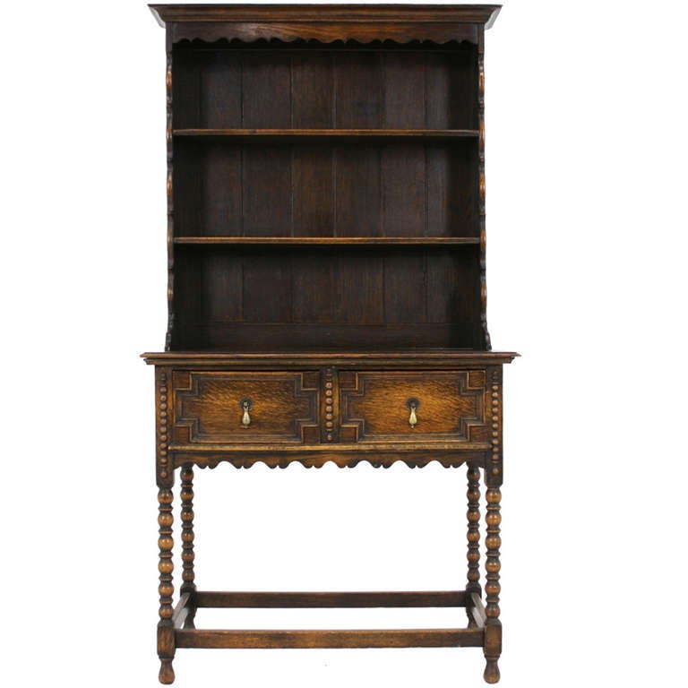 Antique Scottish Petite Oak Welsh Dresser, Buffet and Hutch, Sideboard ...