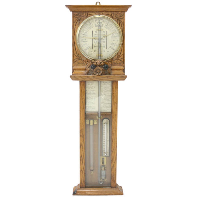 Antique English 19th Century Oak Admiral Fitzroy Barometer at 1stDibs ...