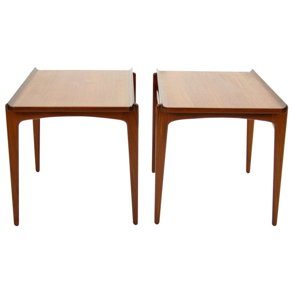 Danish Pair of Teak Side Tables at 1stDibs