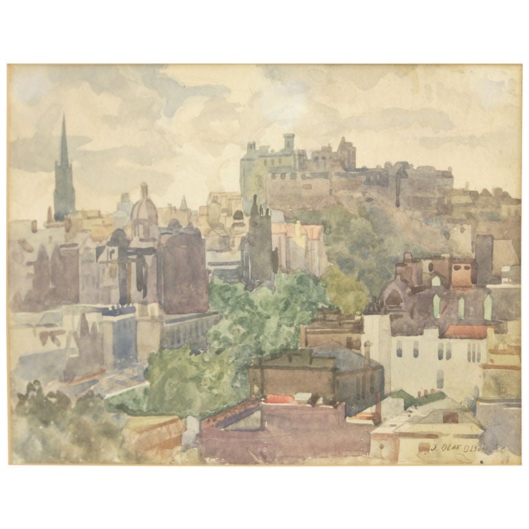 Framed Watercolour by "J. Olaf Olson" at 1stDibs