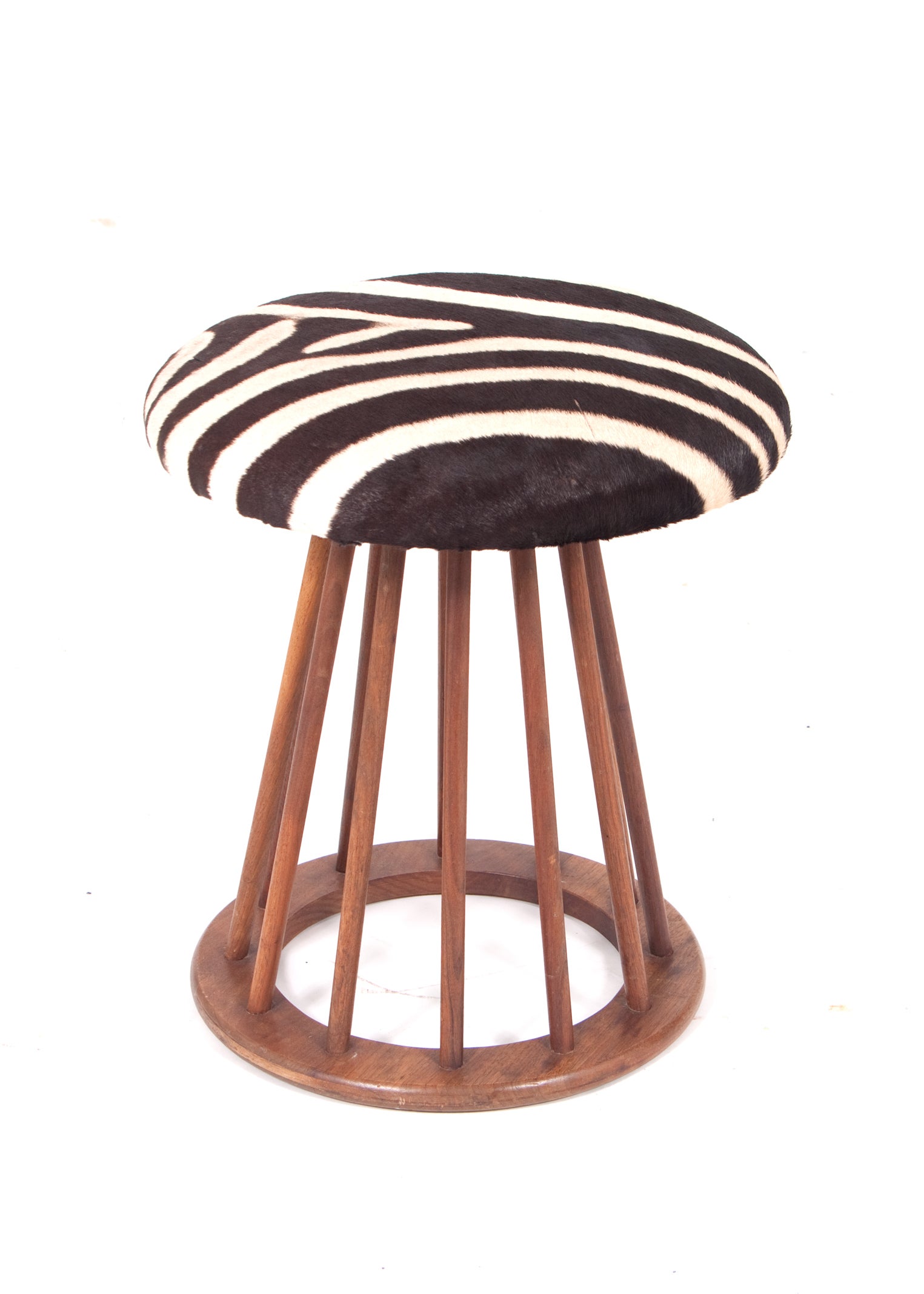 Pair of Mid Century Stools with Upholstered with Zebra at 1stDibs