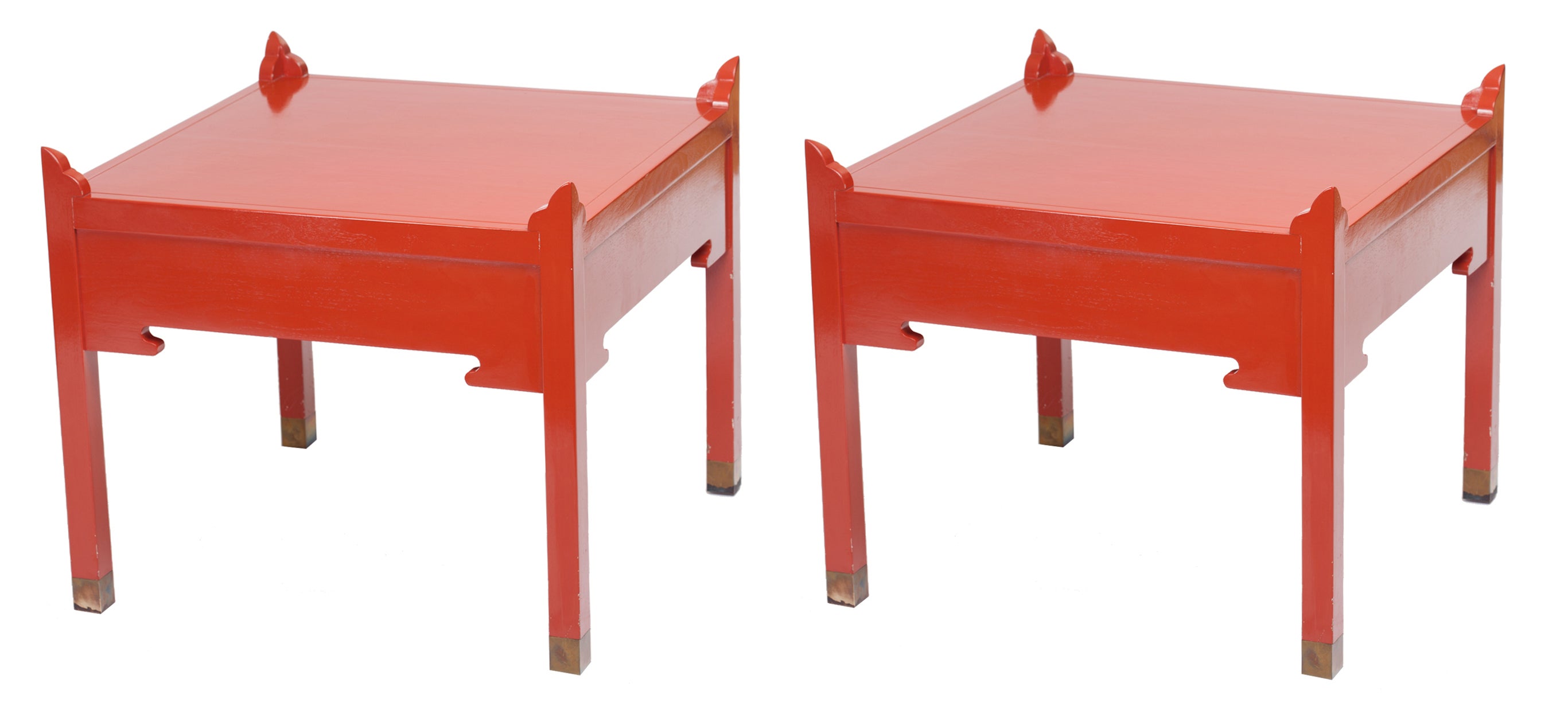 Hollywood Regency Orange Lacquer End Tables at 1stDibs