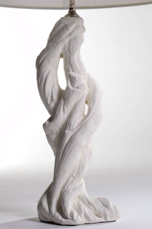1960s Plaster Faux Tree Trunk Lamps at 1stDibs