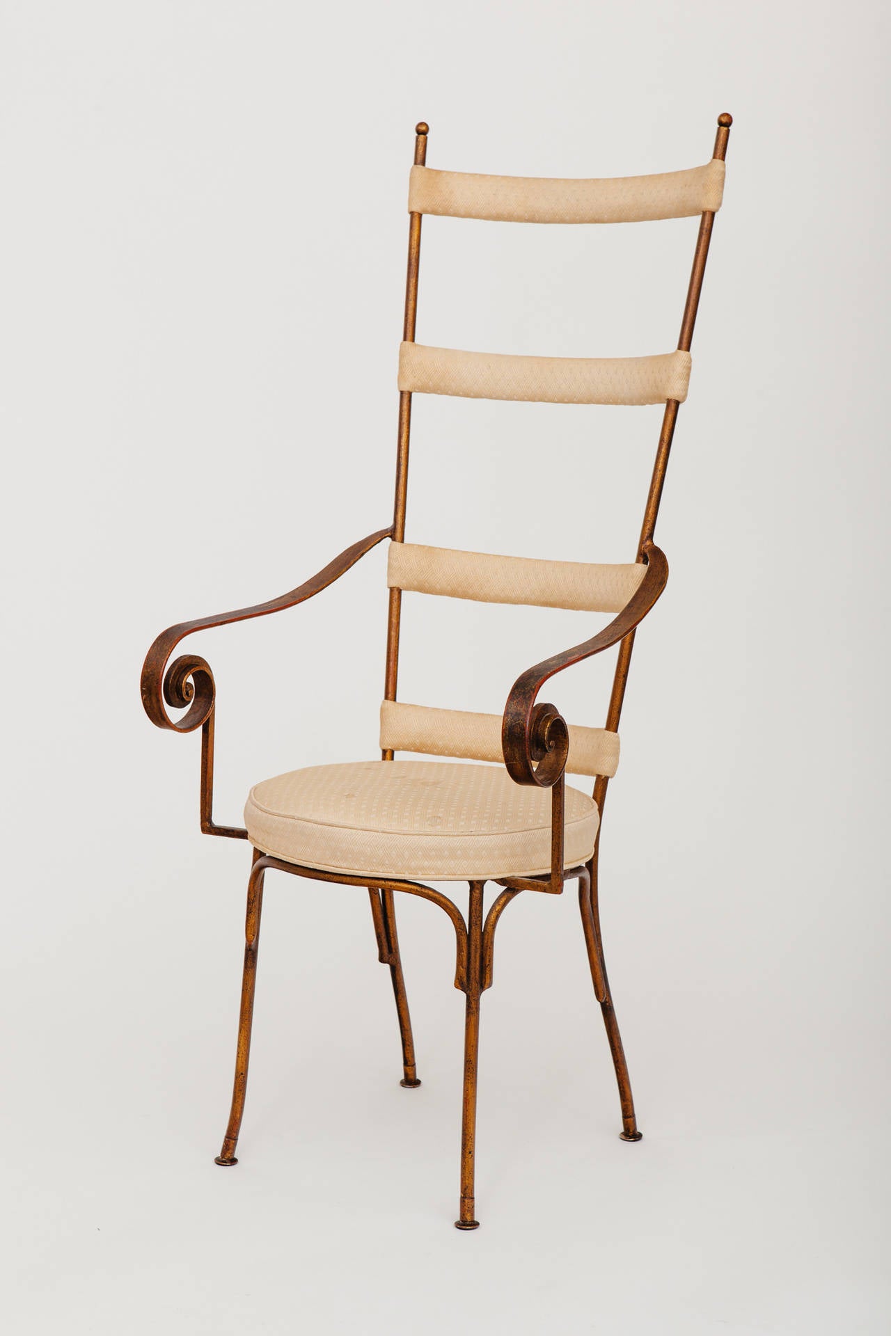 Italian Gilt Metal Ladder Back Chair, circa 1950s For Sale at 1stDibs