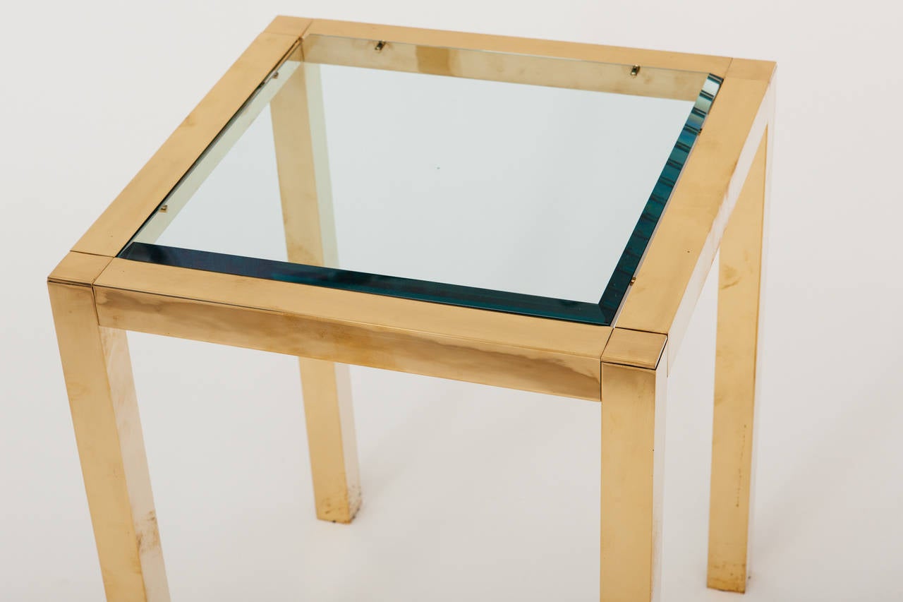 Lacquered Brass and Beveled Glass Side Table For Sale at 1stDibs