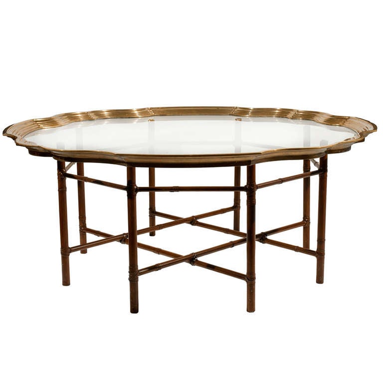 Baker Faux Bamboo and Brass Coffee Table at 1stDibs