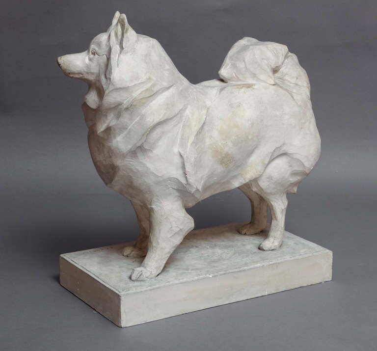 Large Plaster Dog Sculpture by C.F. Korthals, 1940s at 1stDibs