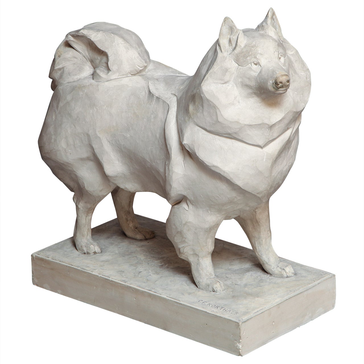 Large Plaster Dog Sculpture by C.F. Korthals, 1940s at 1stDibs