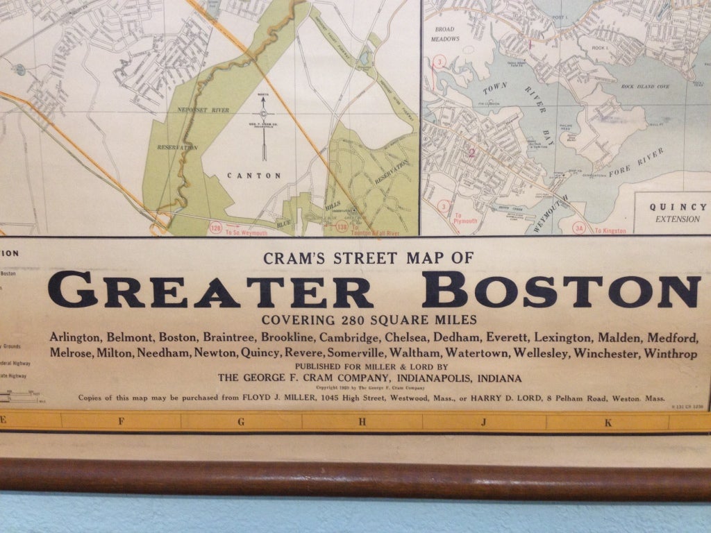 Oversize 1930's Street Map of Greater Boston For Sale at 1stDibs