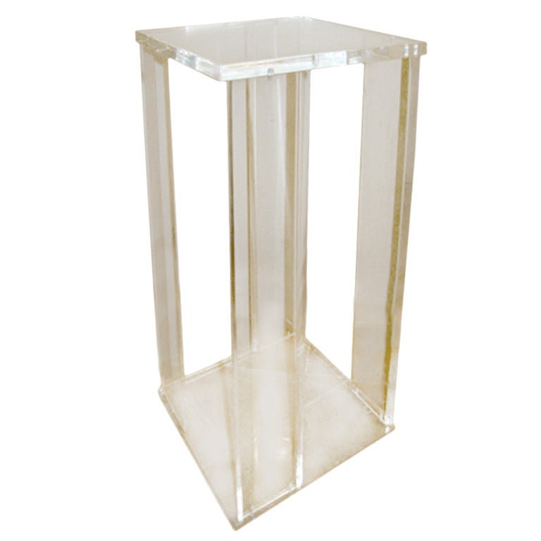 Thick Lucite Mid Century Pedestal Sculpture Stand Table at 1stDibs