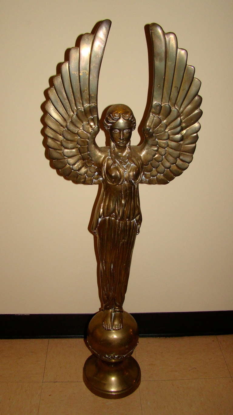 Large Bronze Art Deco Winged Angel Floor Sculpture at 1stDibs
