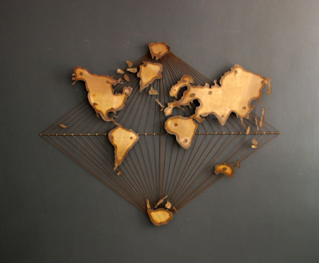 World Map Wall Sculpture For Sale at 1stDibs