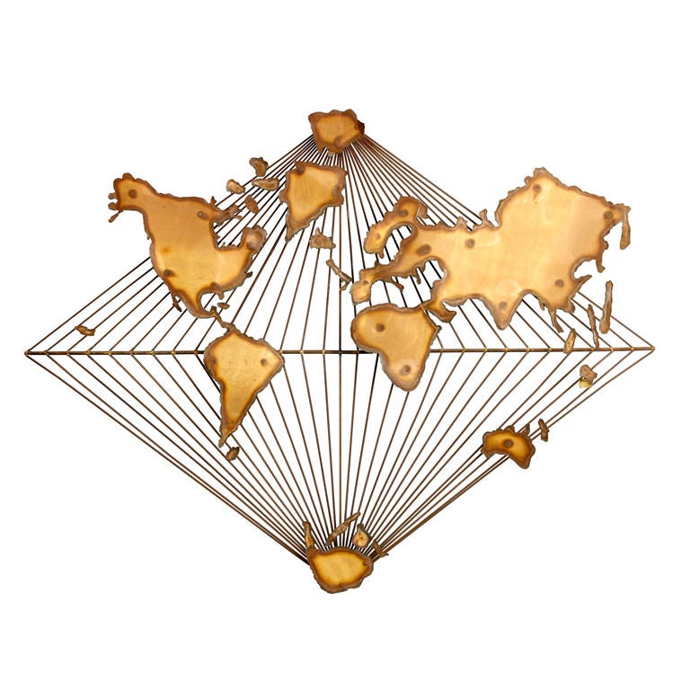 World Map Wall Sculpture For Sale at 1stDibs