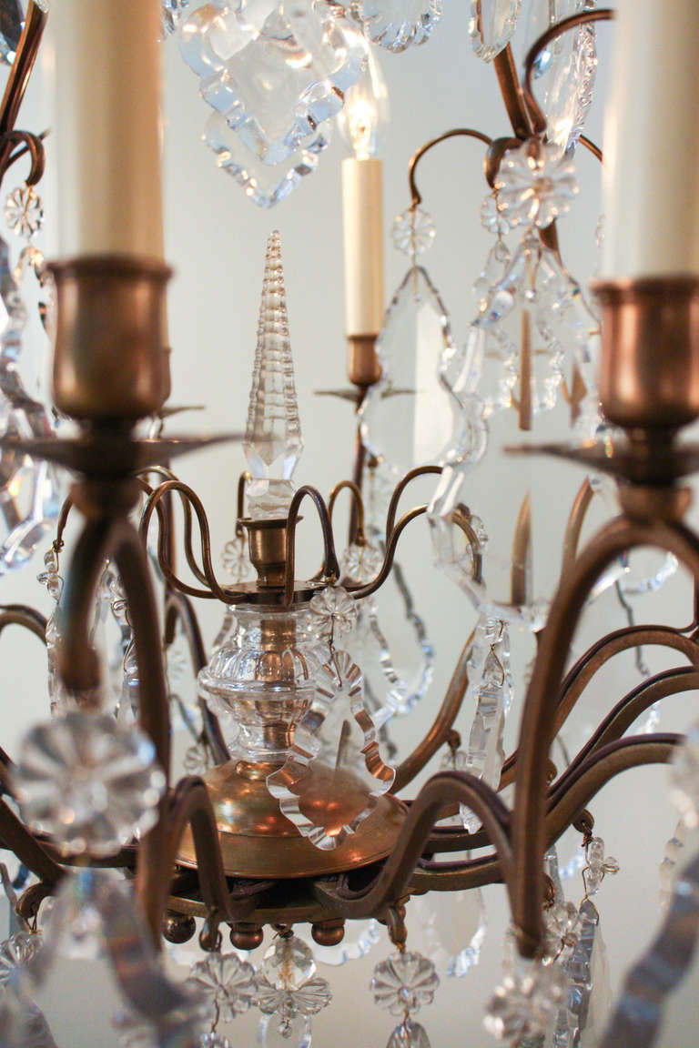 Elegant Crystal and Bronze Chandelier at 1stDibs